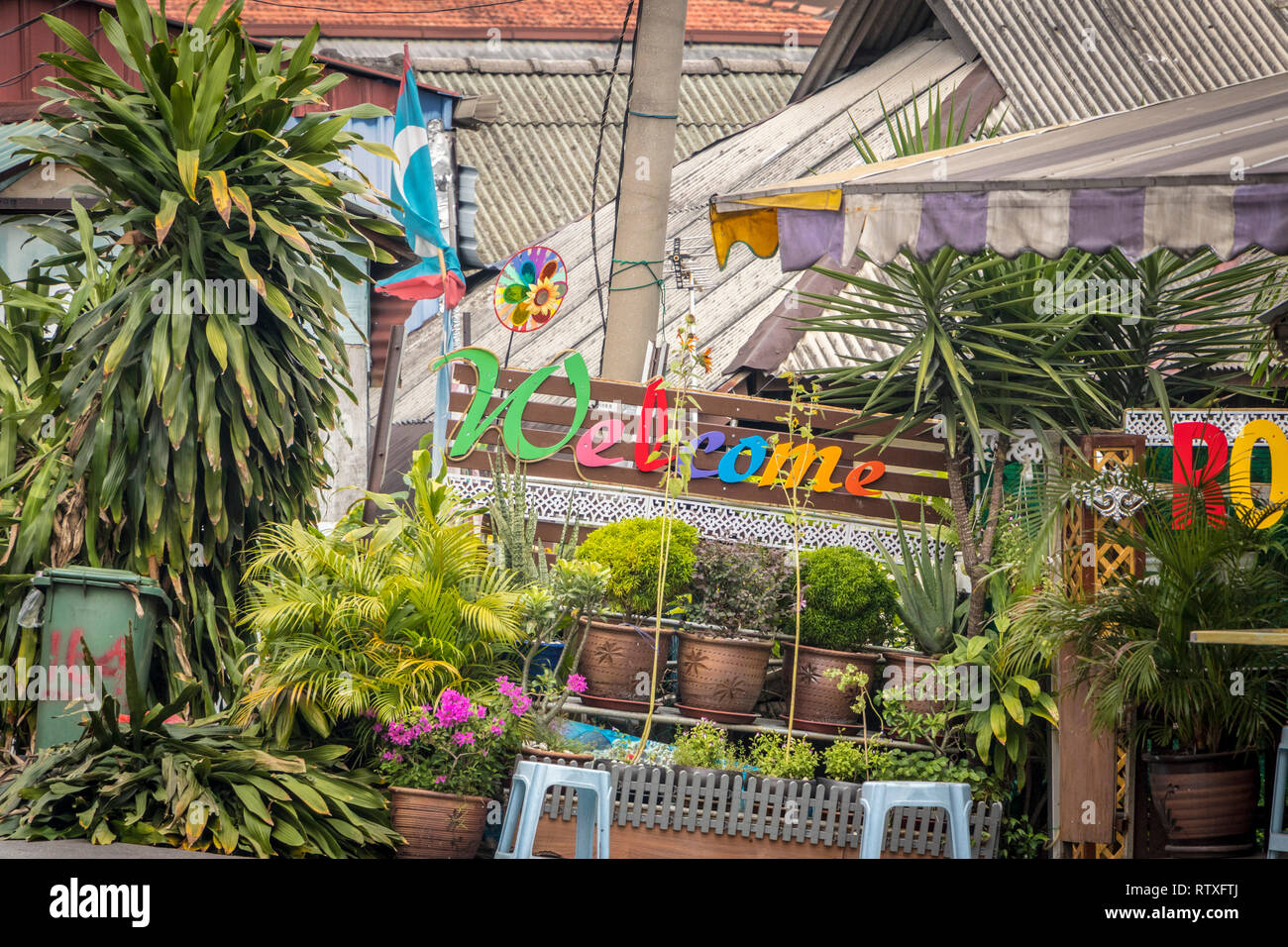 colourful welcome sign on market stall in Kuala Lumpur Malaysia Stock ...
