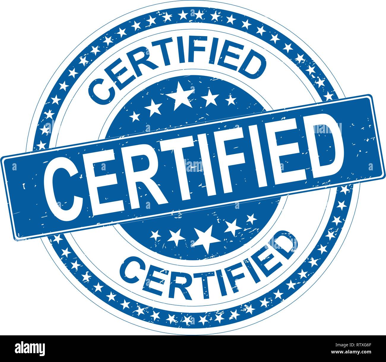certified blue round grungy rubber stamp with stars Stock Vector Image ...