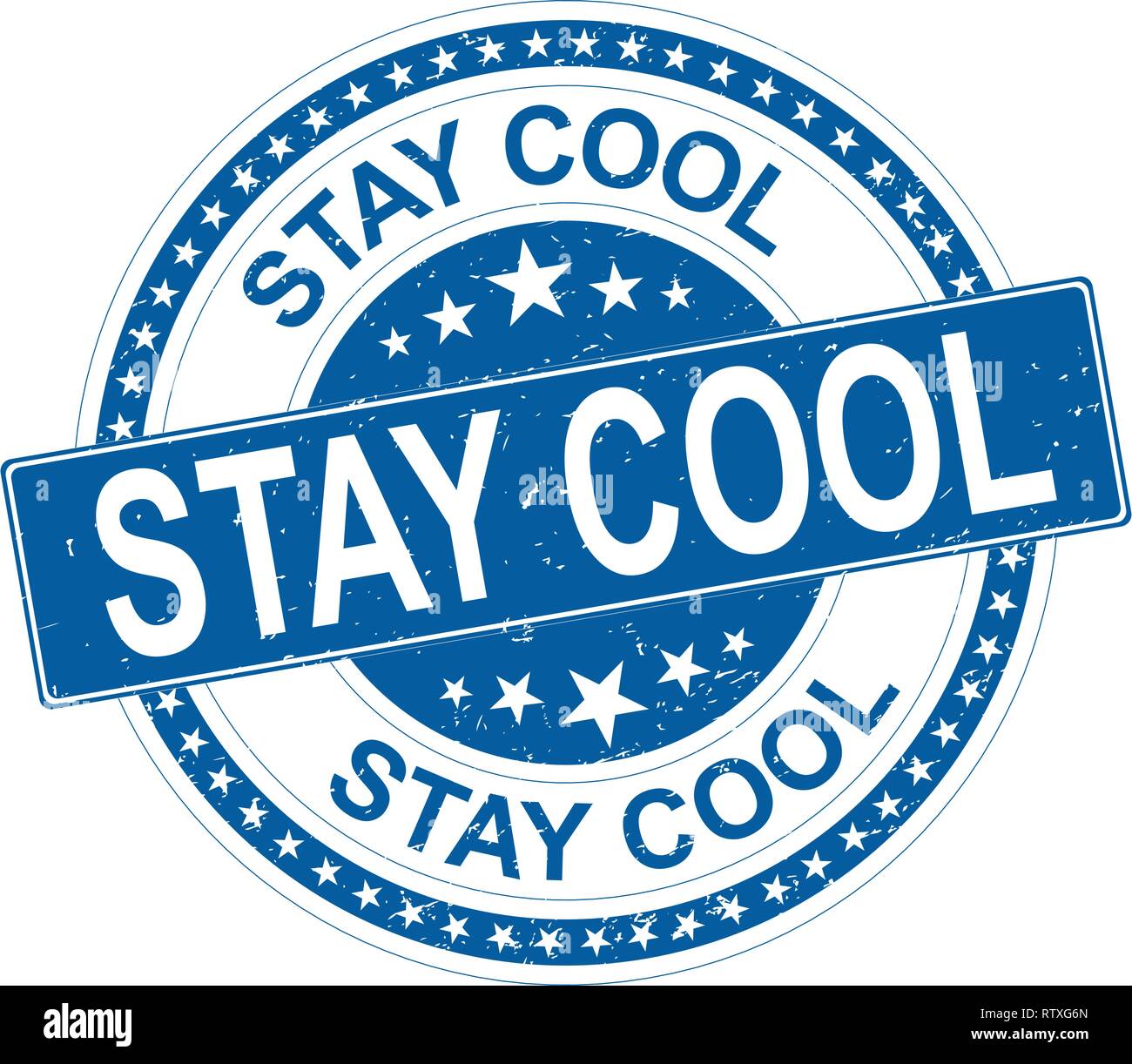 stay cool blue round grungy rubber stamp with stars Stock Vector Image ...