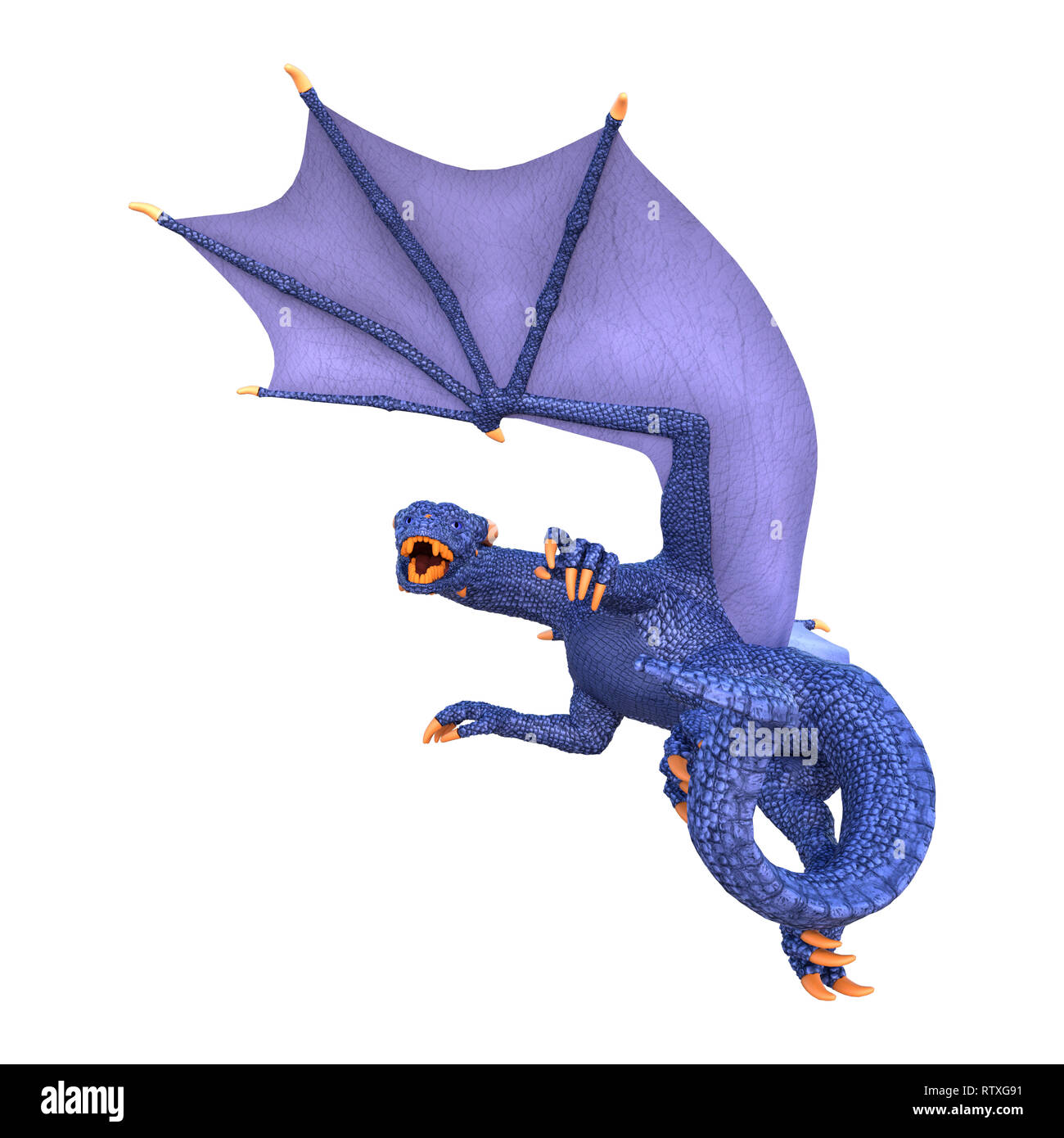 3D rendering of a blue fantasy dragon isolated on white background ...