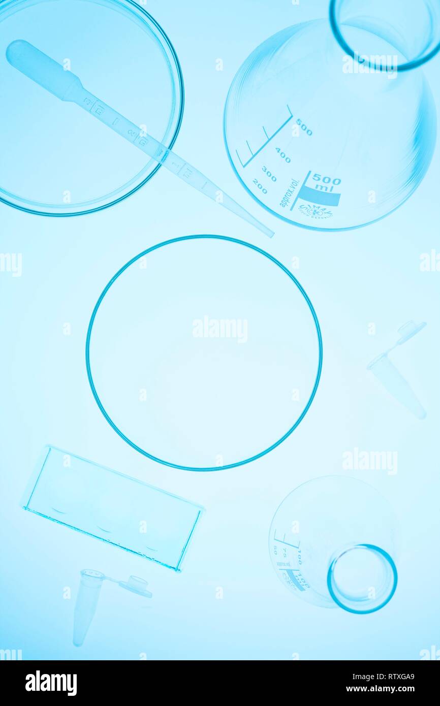 Assortment of laboratory glassware Stock Photo - Alamy
