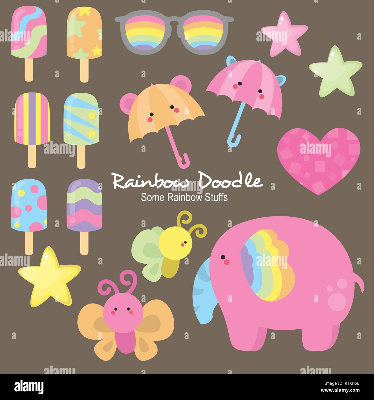 Rainbow Doodle Collection Stock Vector Image & Art - Alamy