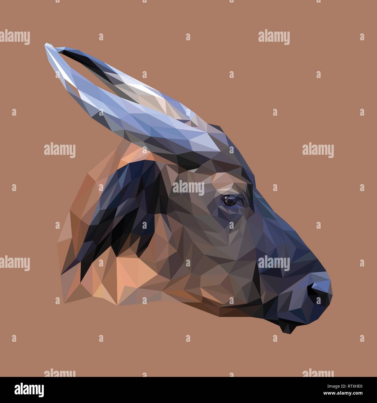 Wild cow low poly design. Triangle vector illustration Stock Vector ...