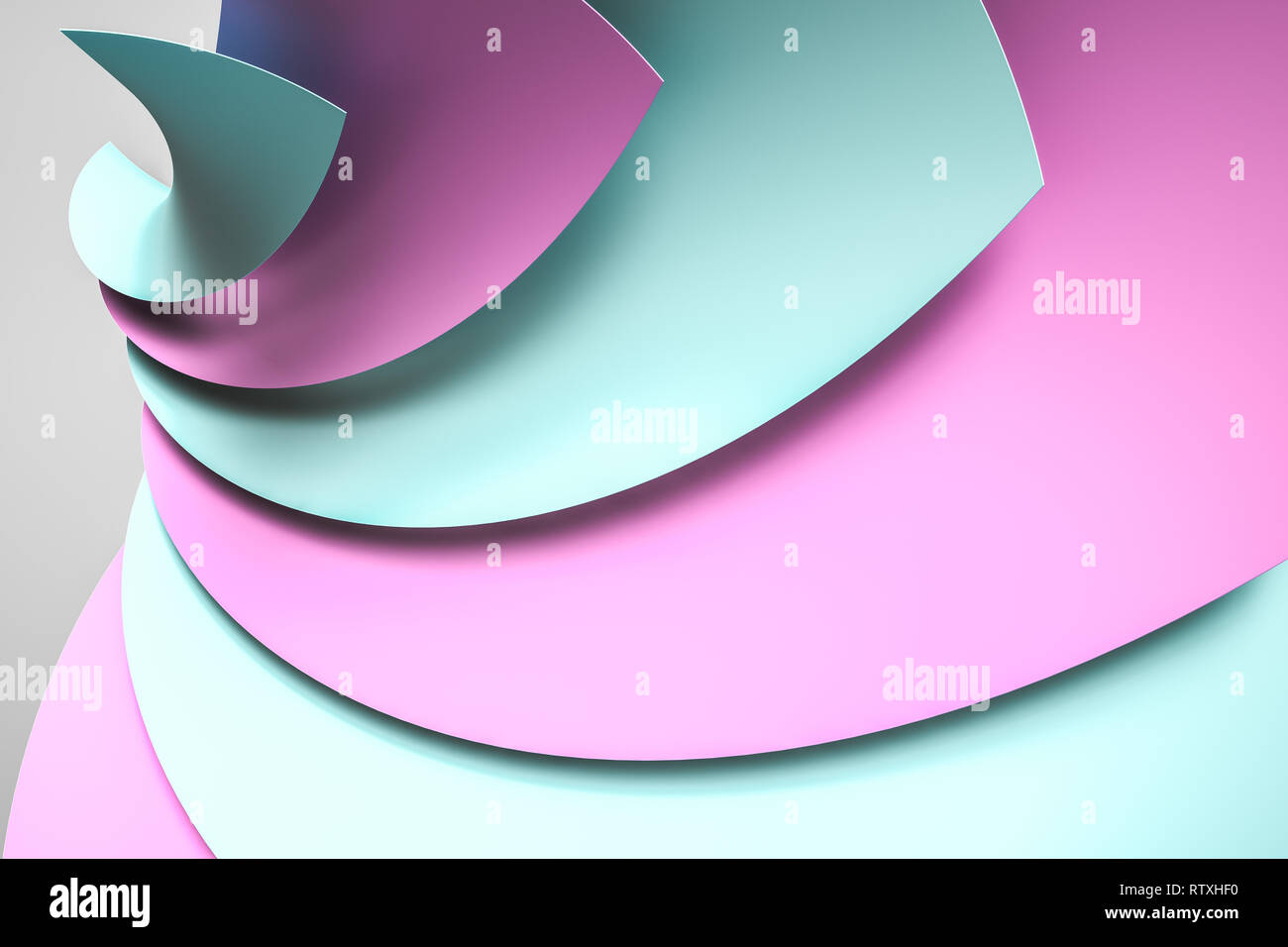 3d rendering, cyan and pink curves surface Stock Photo - Alamy