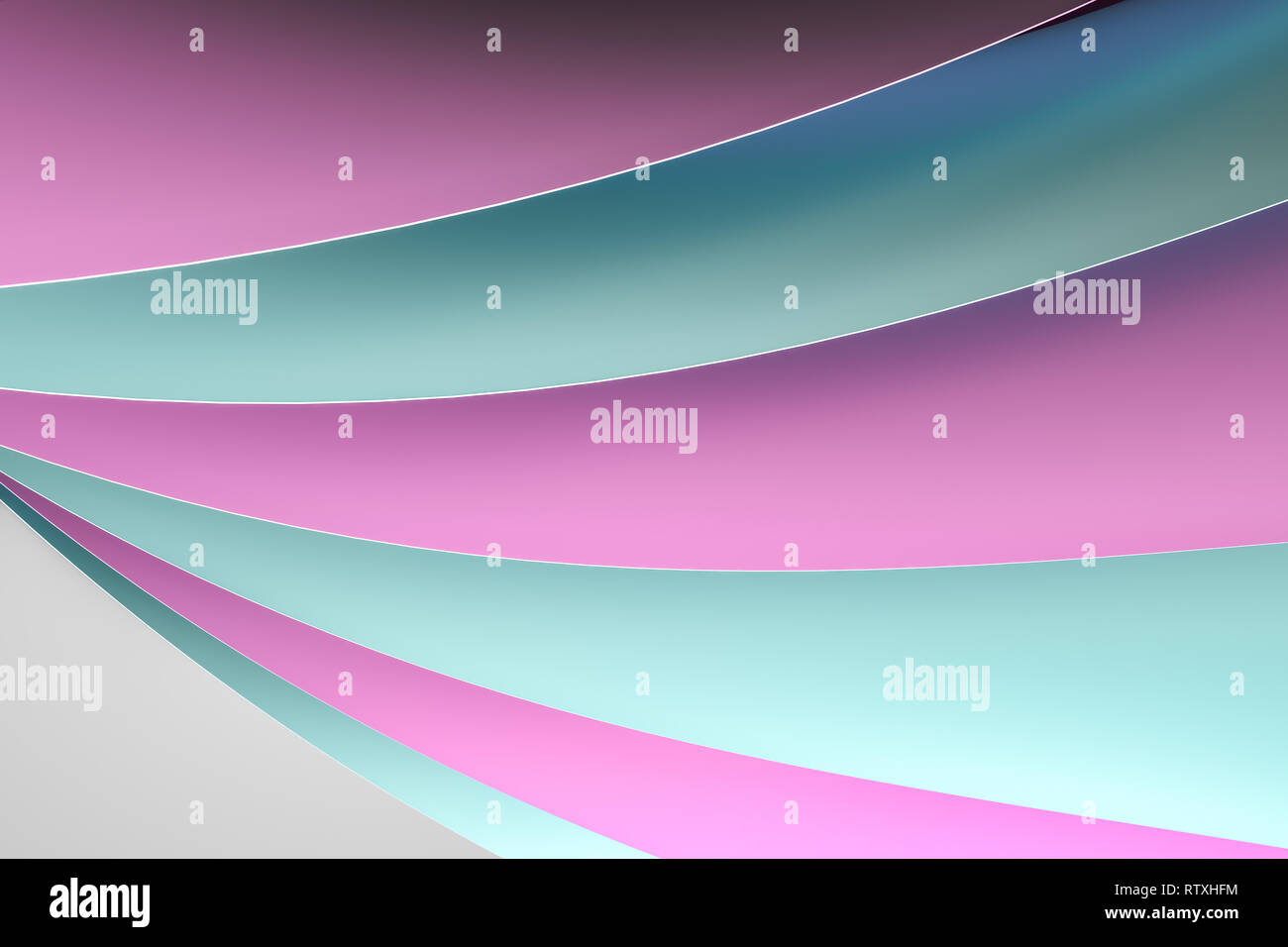 3d rendering, cyan and pink curves surface Stock Photo - Alamy