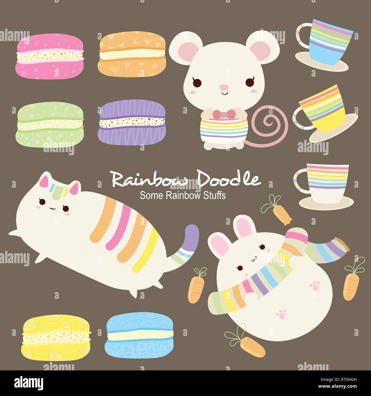 Rainbow Doodle Collection Stock Vector Image & Art - Alamy