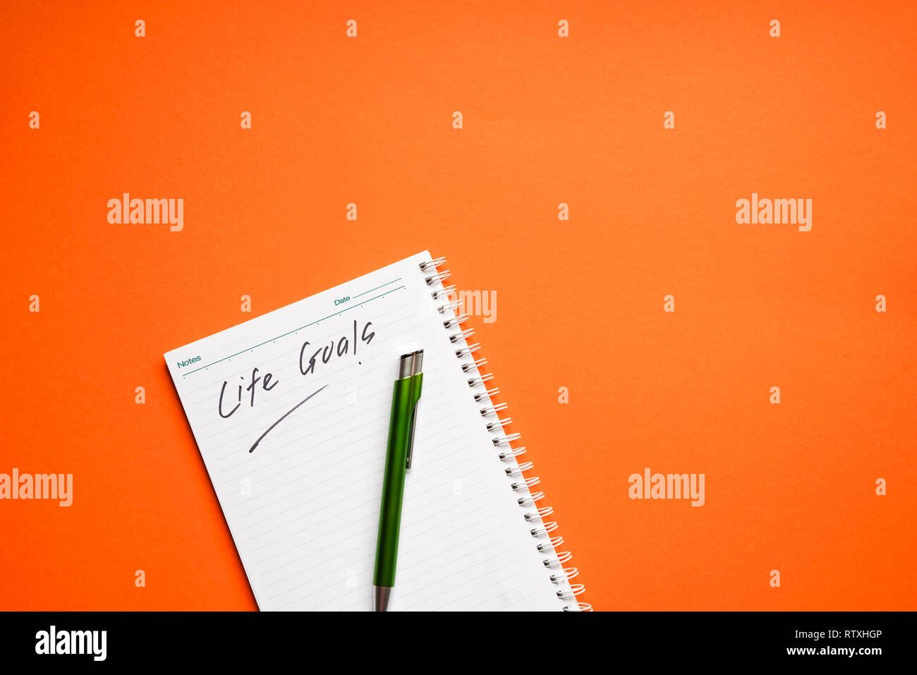 Life goals text on a notebook written by hand with green pen Stock ...