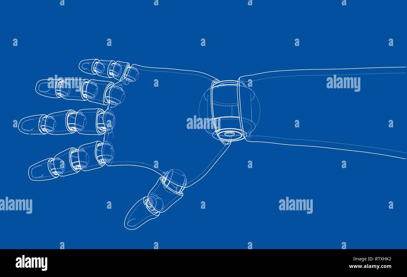 Robot hand outline. Vector rendering of 3d Stock Vector Image & Art - Alamy