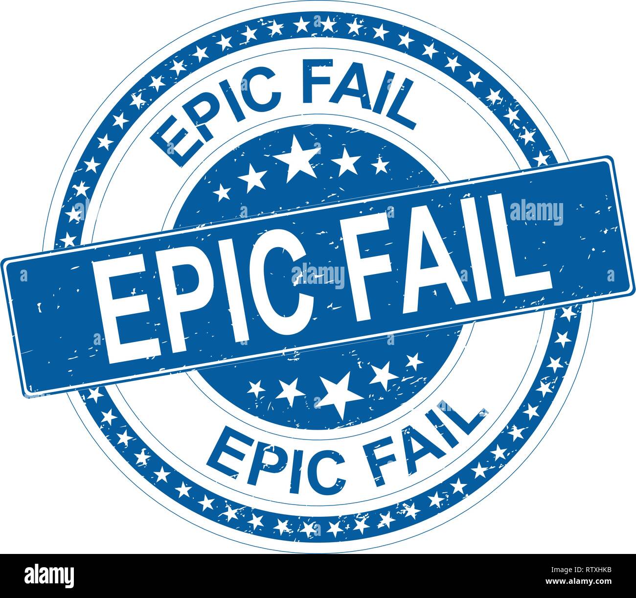 epic fail blue round grungy rubber stamp with stars Stock Vector Image ...