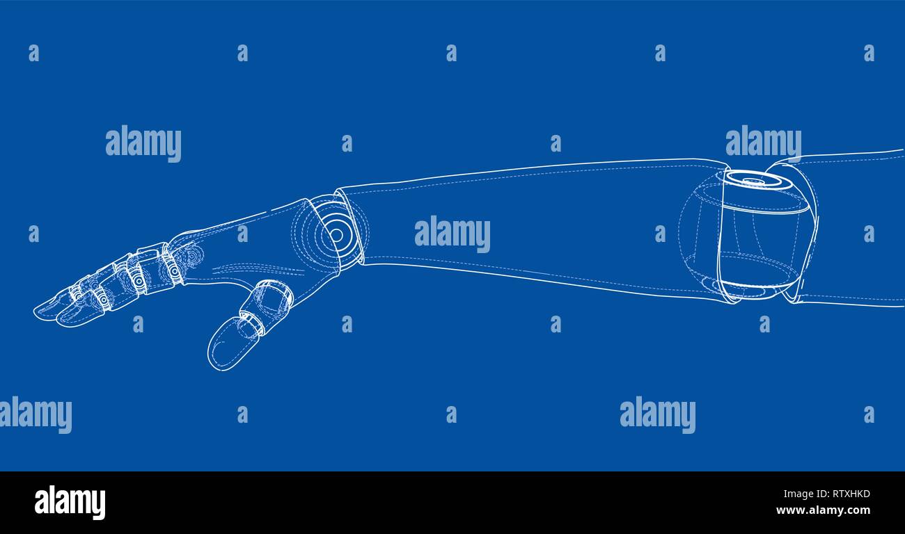 Robot hand outline. Vector rendering of 3d Stock Vector Image & Art - Alamy