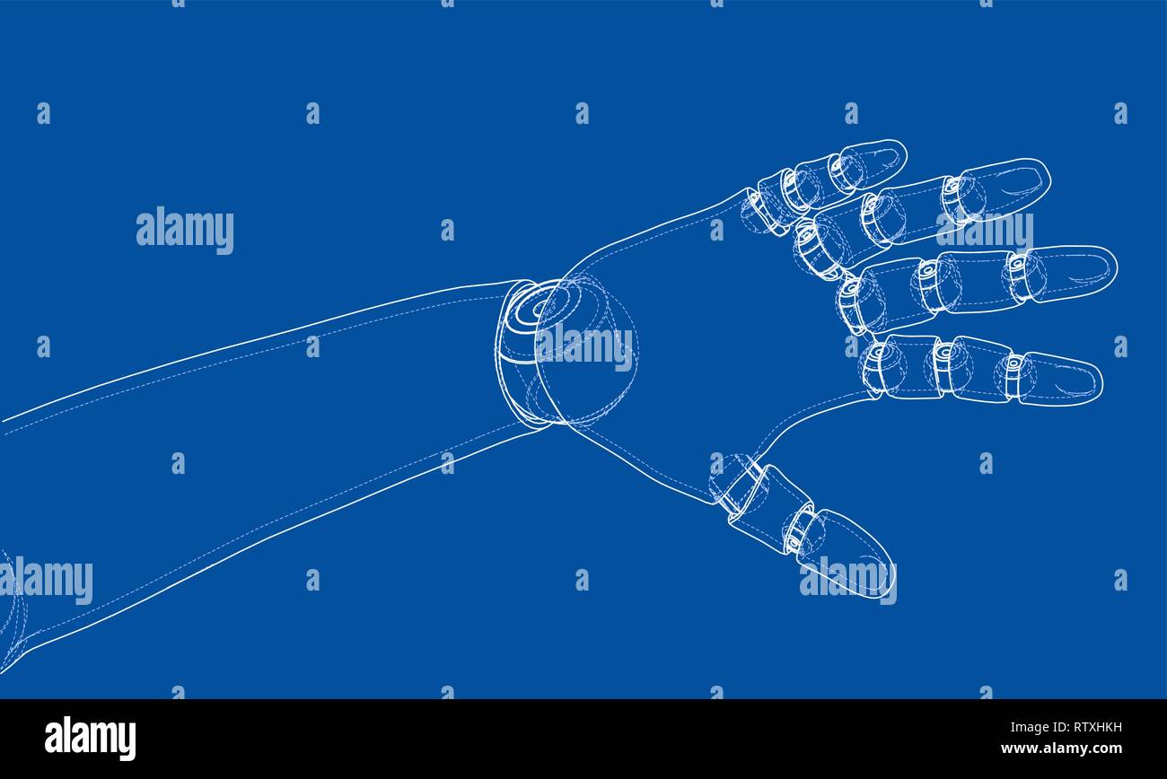 Robot hand outline. Vector rendering of 3d Stock Vector Image & Art - Alamy
