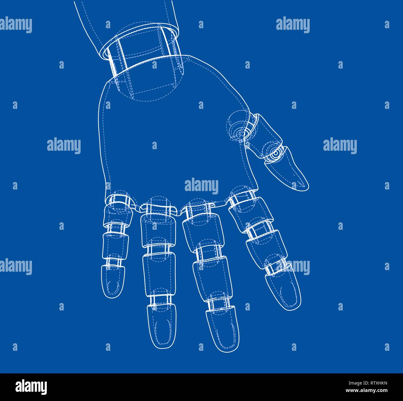 Robot hand outline. Vector rendering of 3d Stock Vector Image & Art - Alamy