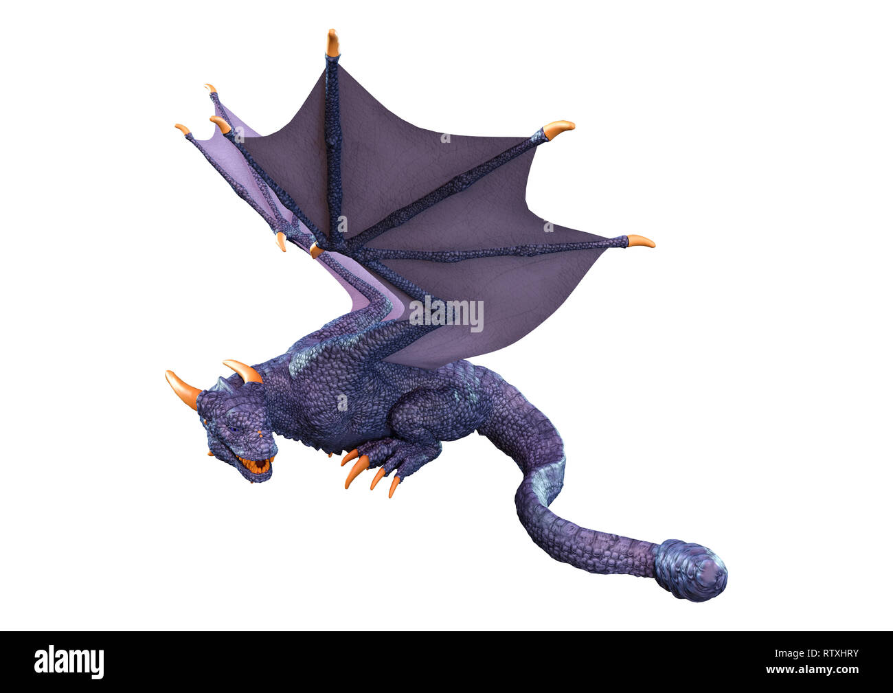 3D rendering of a blue fantasy dragon isolated on white background ...