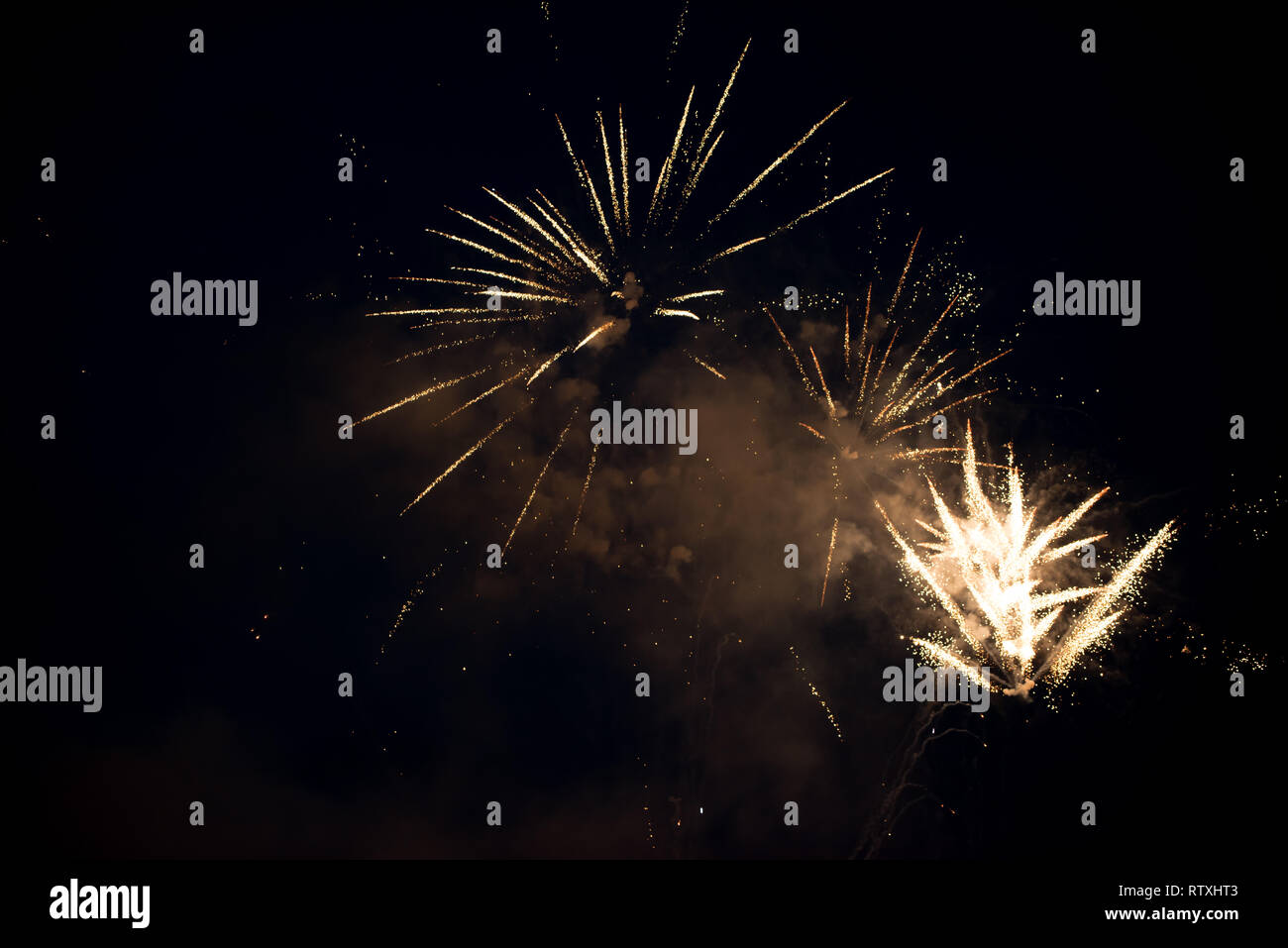 Multiple bright colorful fireworks explosion in the sky. Beautiful ...