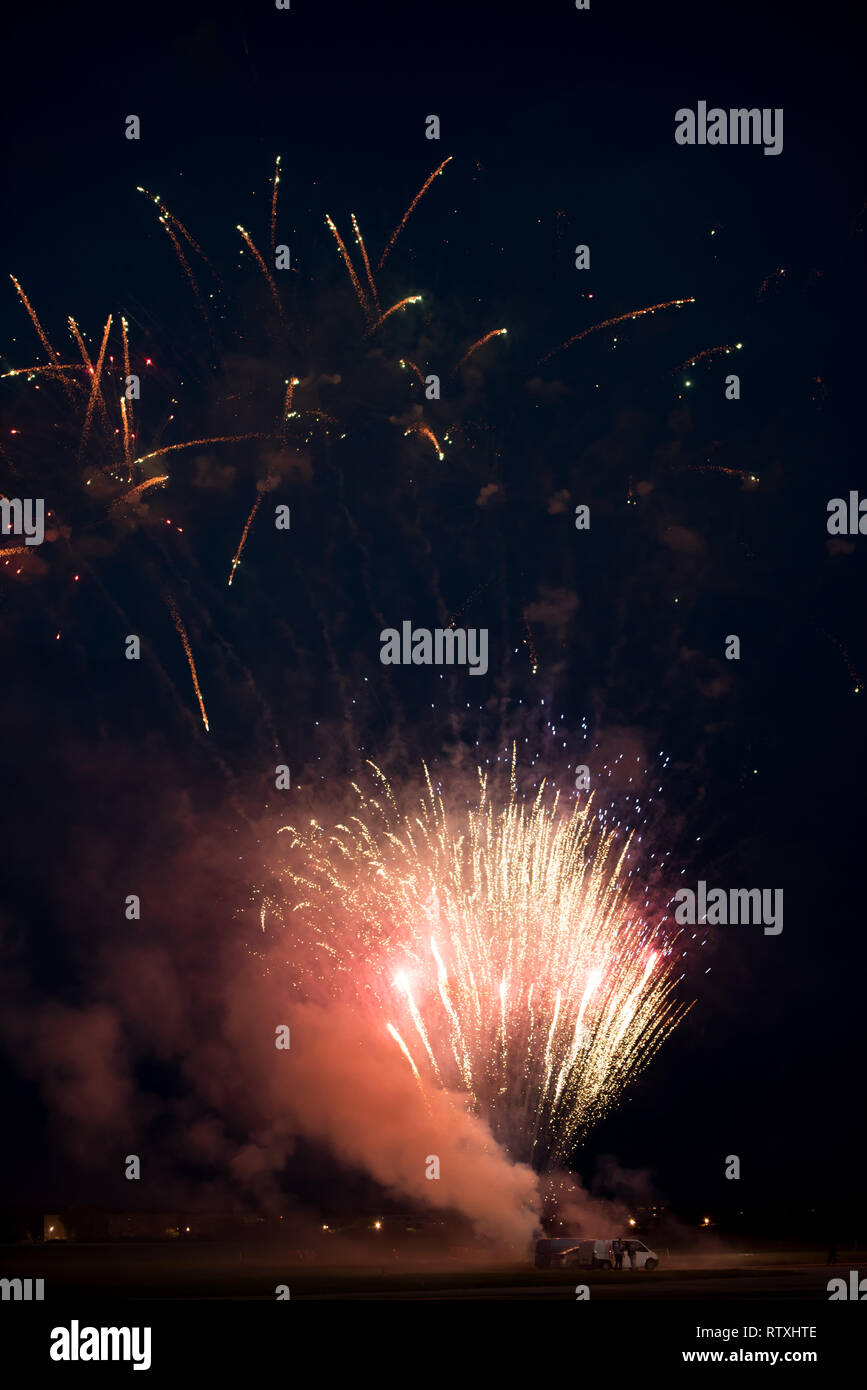 Beautiful firework silver gold during launching effect Stock Photo - Alamy