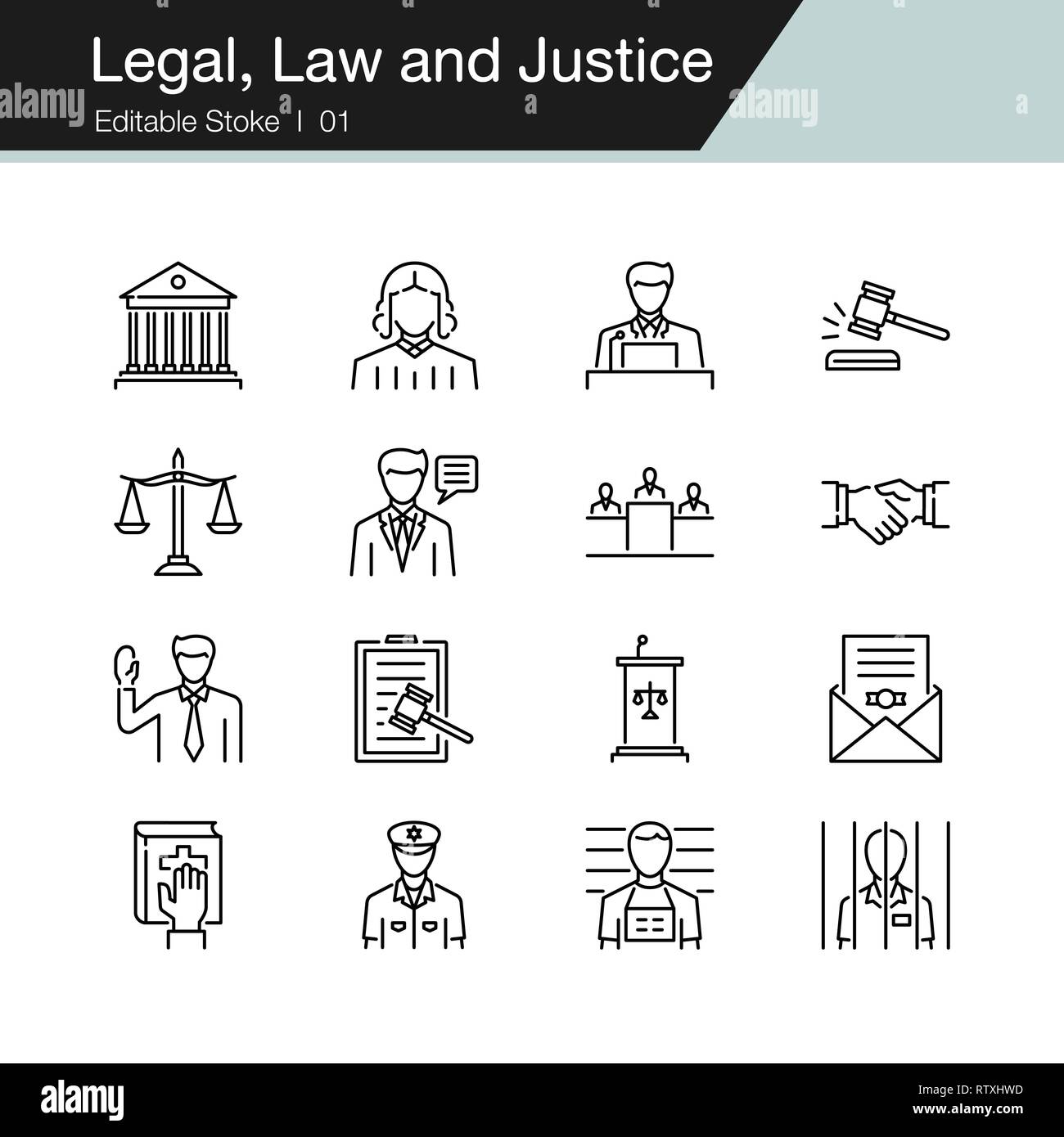 Law hammer document line hi-res stock photography and images - Alamy