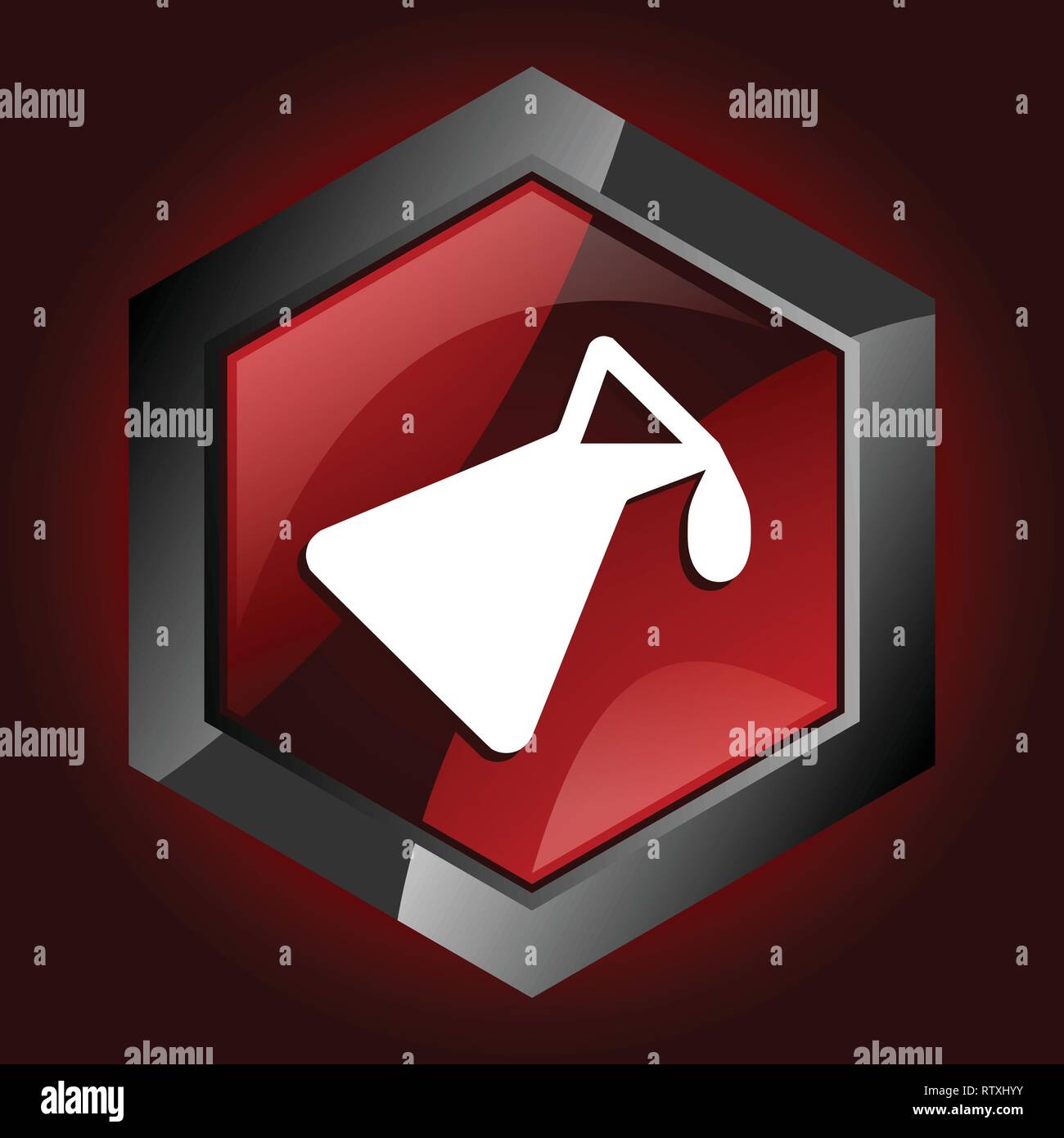 Chemistry hexagonal glossy dark red and black web icon, vector ...