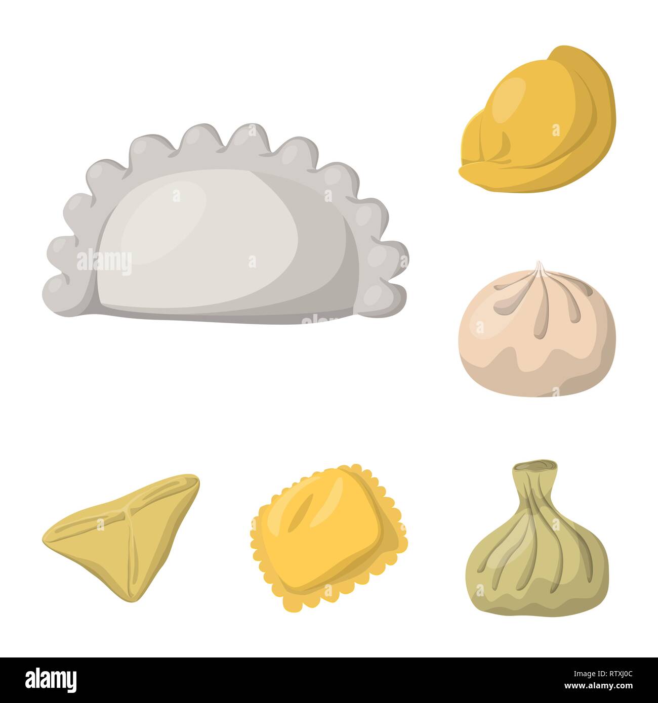 Vector illustration of dumplings and food logo. Collection of dumplings ...