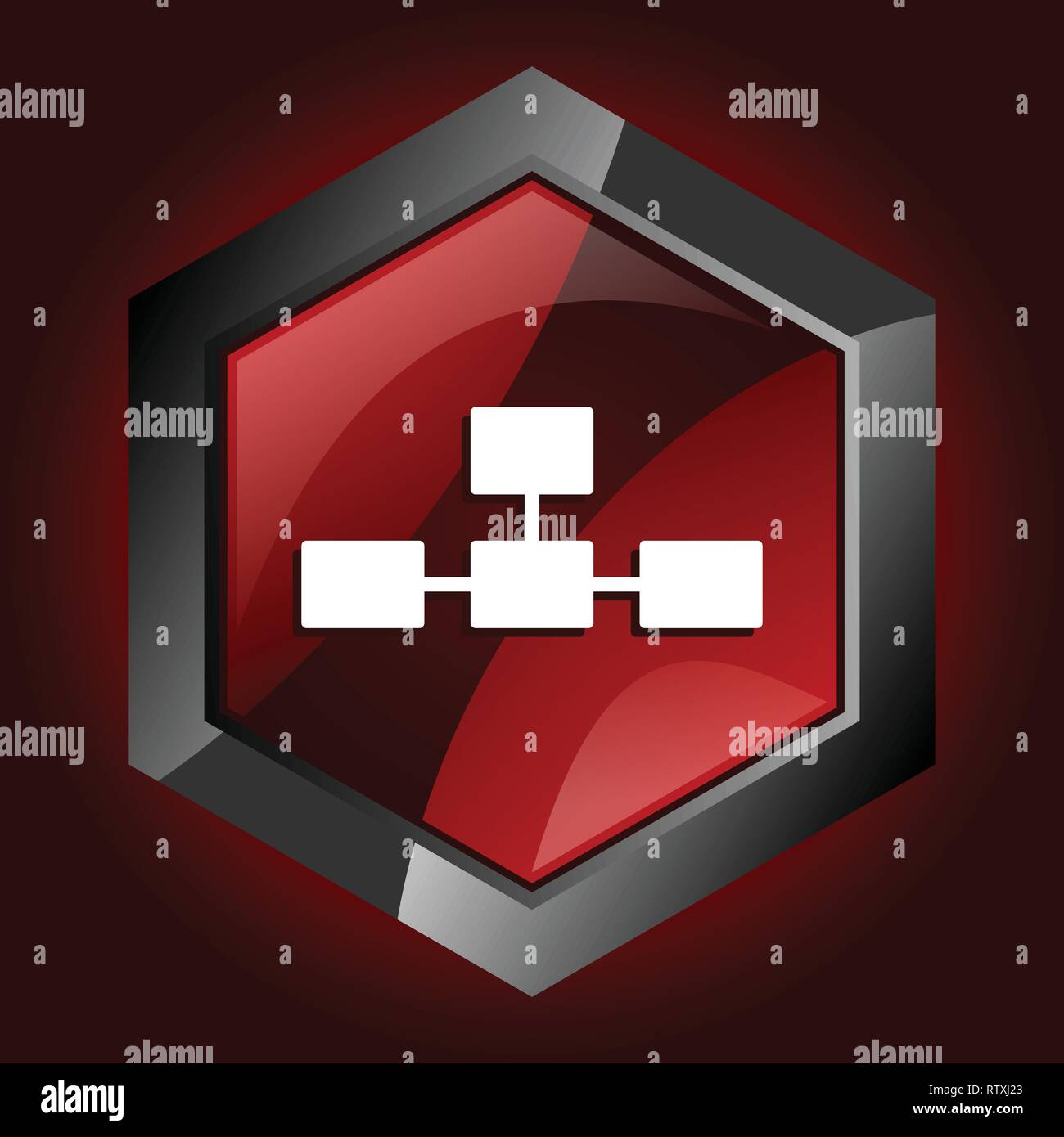 Database hexagonal glossy dark red and black web icon, vector ...