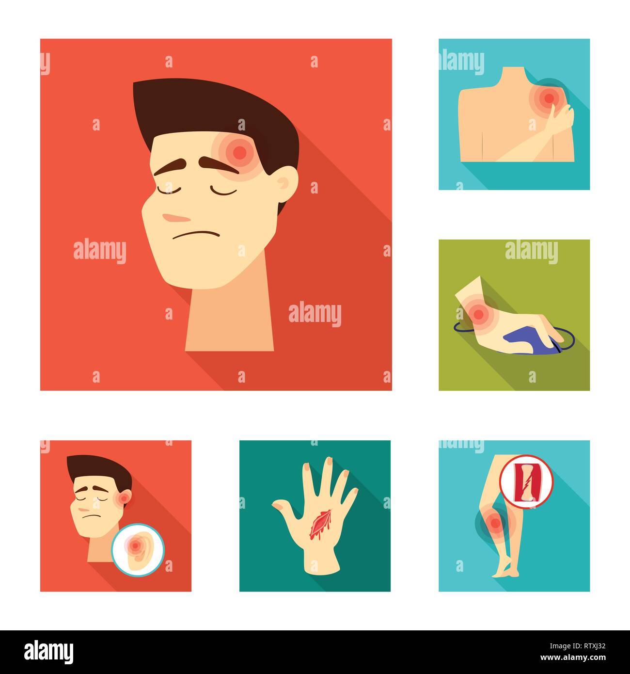 Isolated object of damage and wound sign. Collection of damage and ...