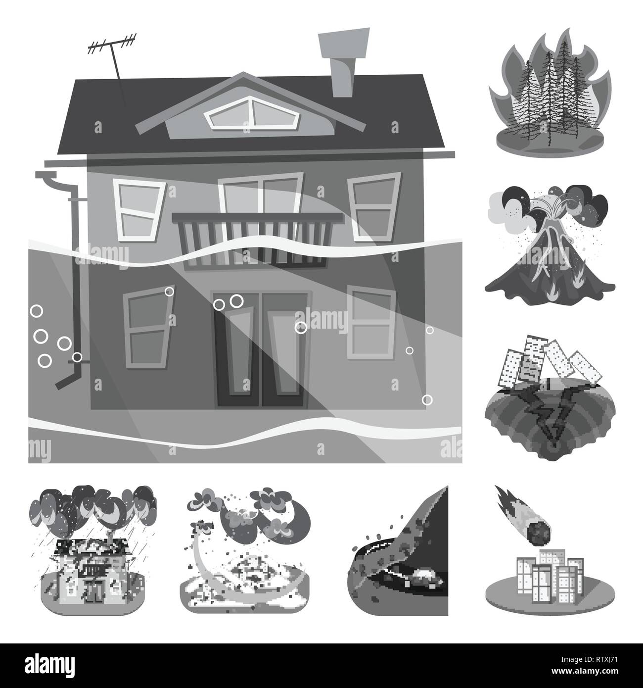 Vector design of nature and apocalypse sign. Set of nature and ...