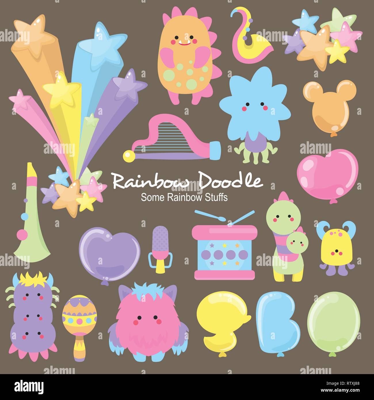 Rainbow Doodle Collection Stock Vector Image & Art - Alamy