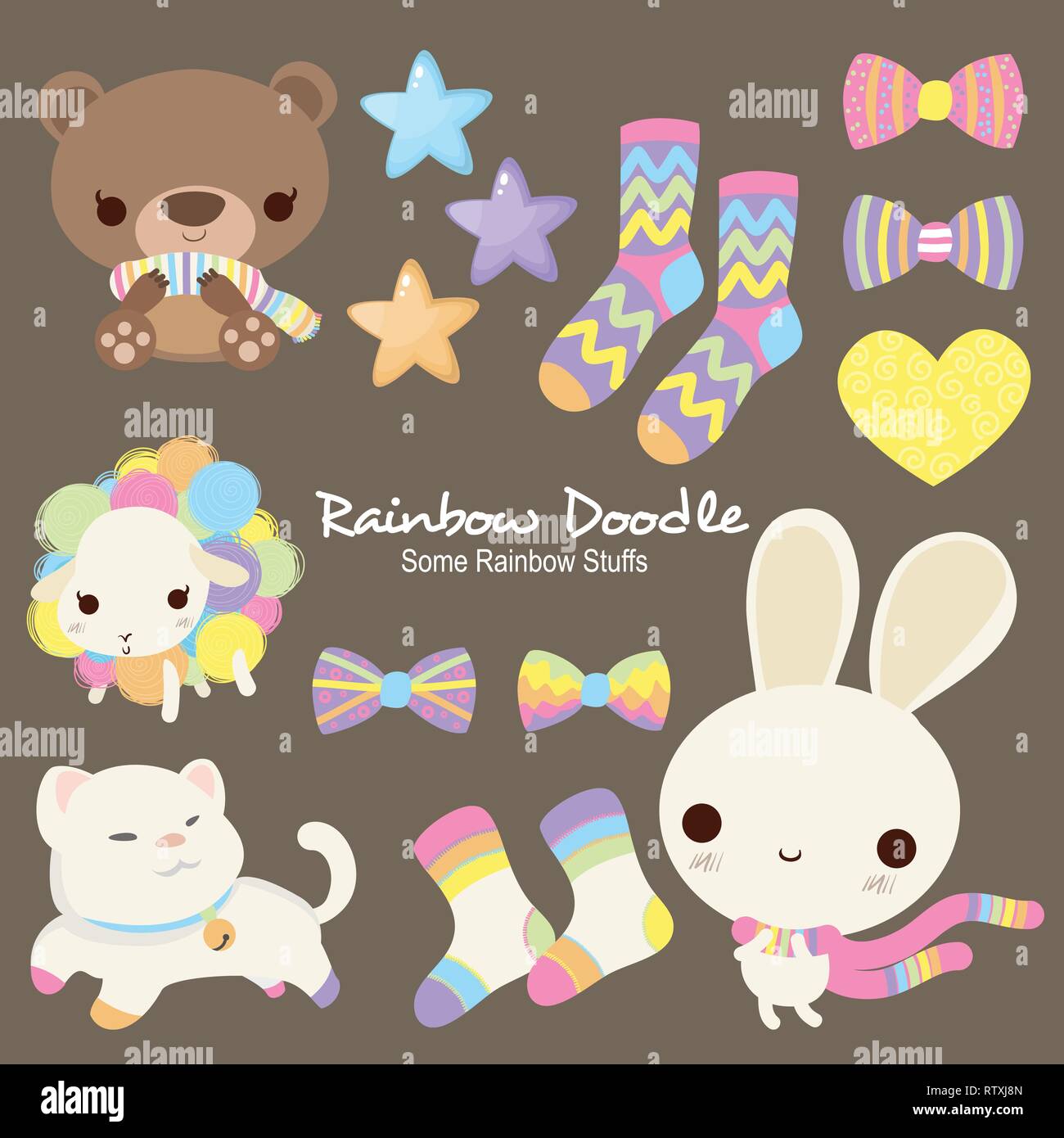 Rainbow Doodle Collection Stock Vector Image & Art - Alamy