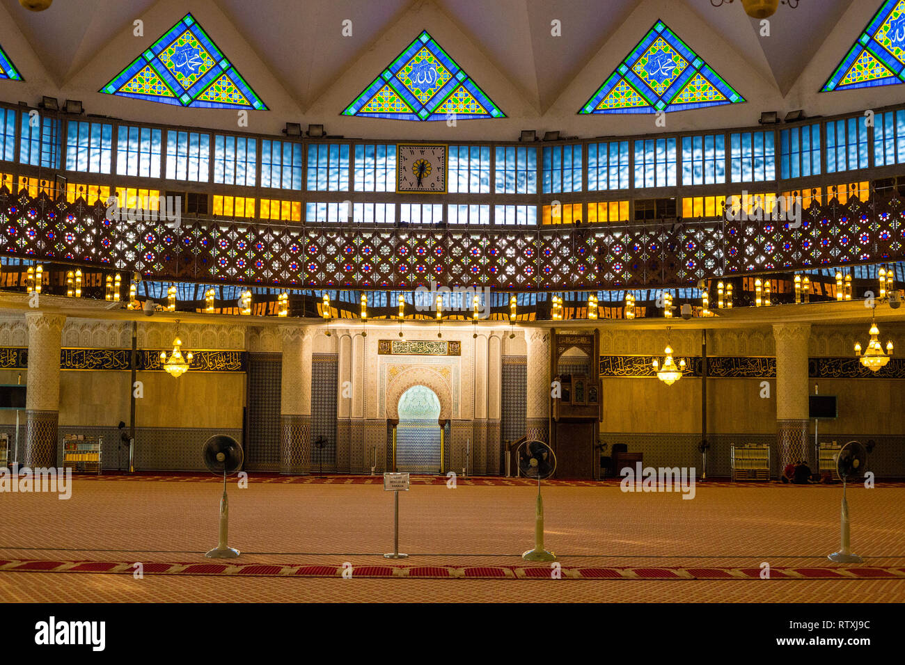 Prayer Hall of the Masjid Negara (National Mosque), Mihrab in center ...