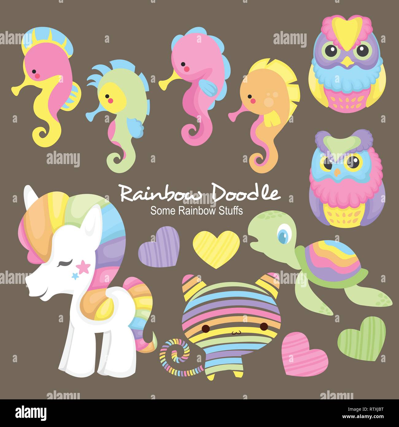 Rainbow Doodle Collection Stock Vector Image & Art - Alamy