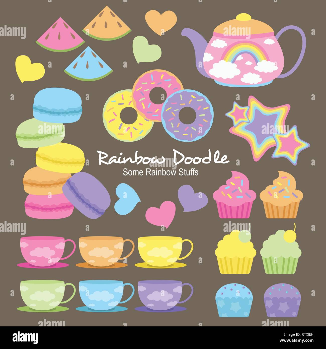 Rainbow Doodle Collection Stock Vector Image & Art - Alamy