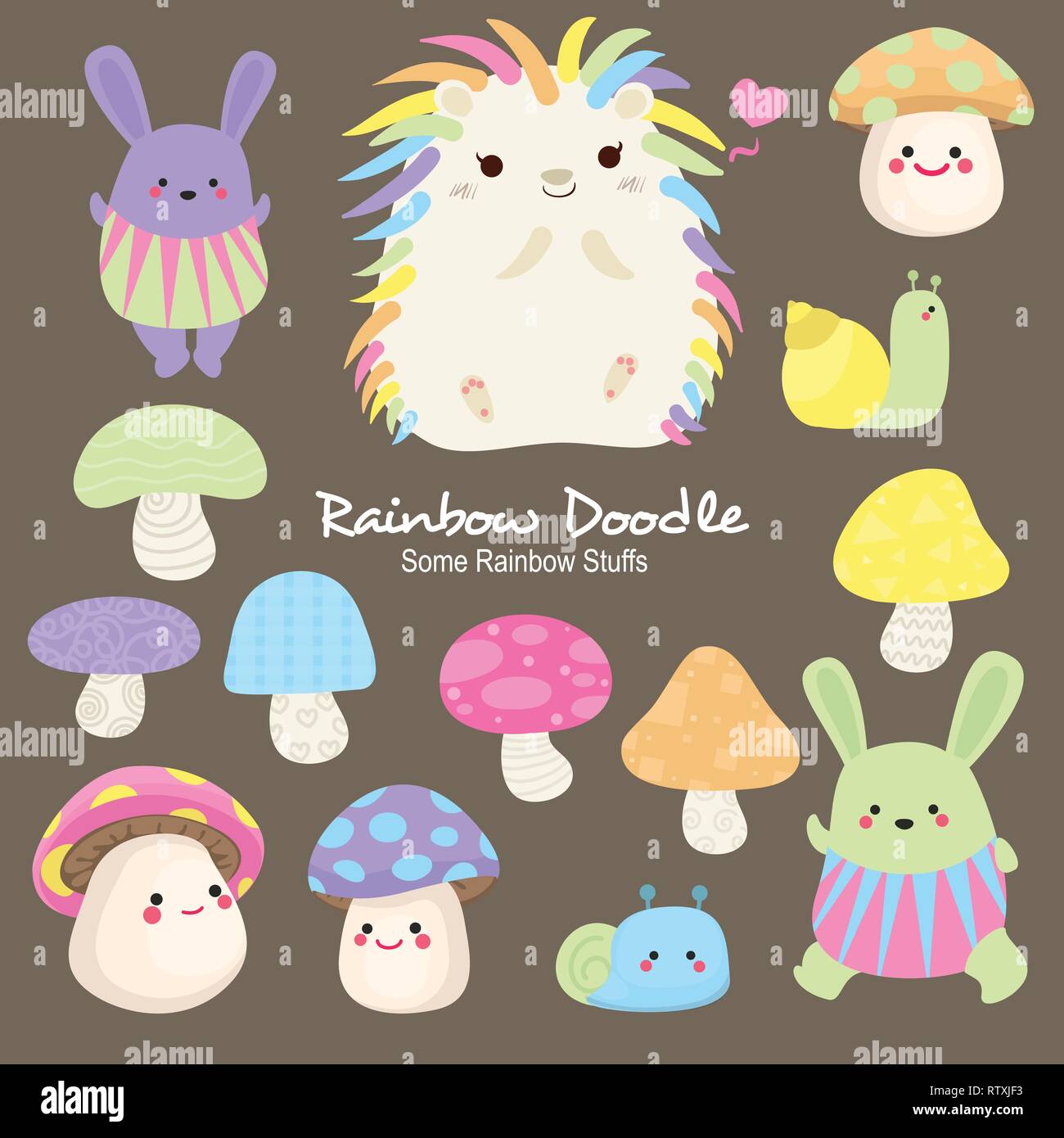 Rainbow Doodle Collection Stock Vector Image & Art - Alamy