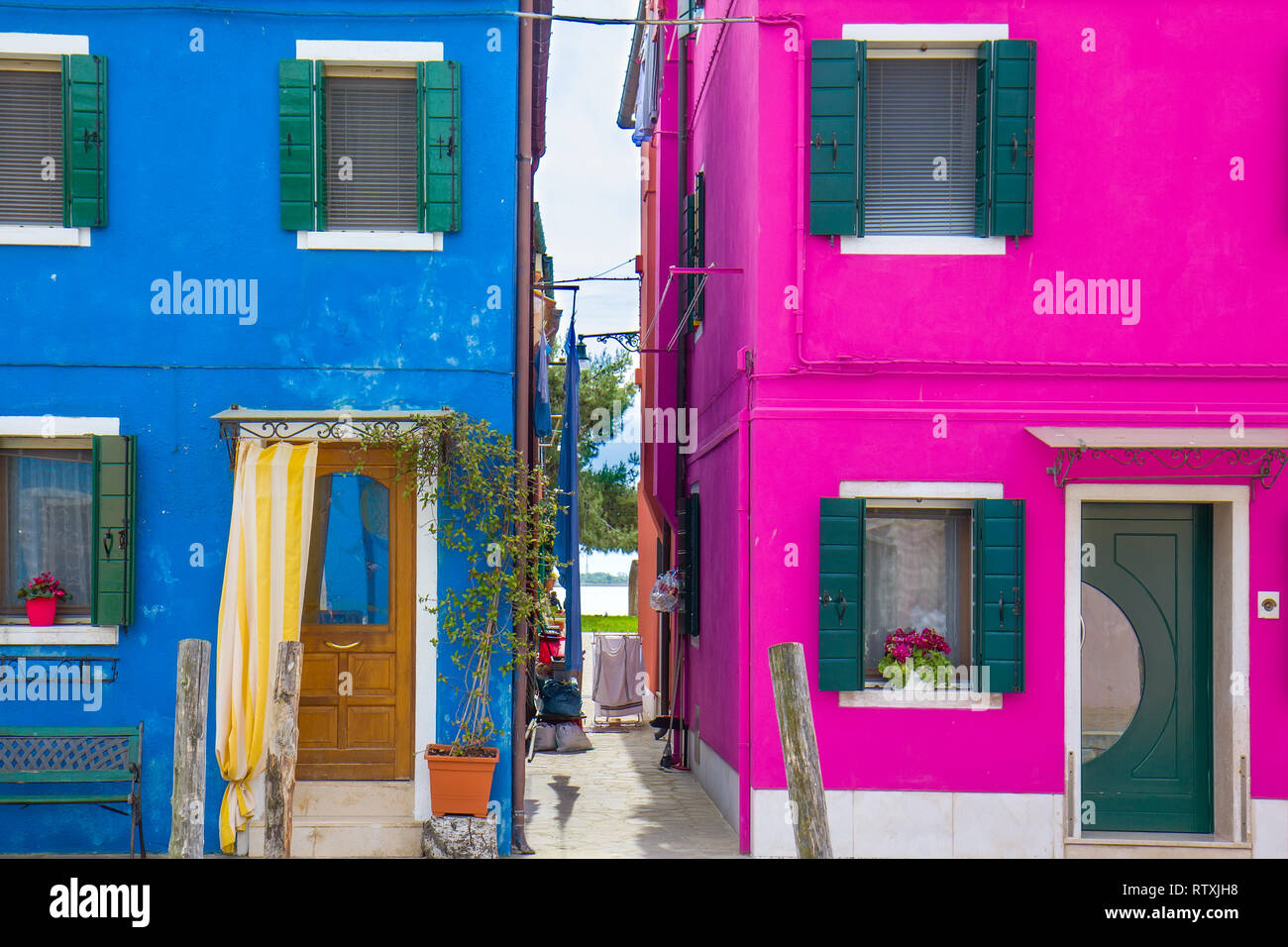 Colorful houses in Burano, an island in the Venetian Lagoon Stock Photo ...