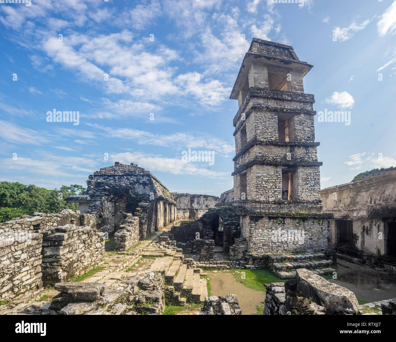 Palenque Palace, Palenque, Mexico Stock Photo - Alamy