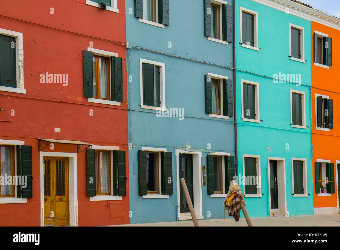 Colorful houses in Burano, an island in the Venetian Lagoon Stock Photo ...