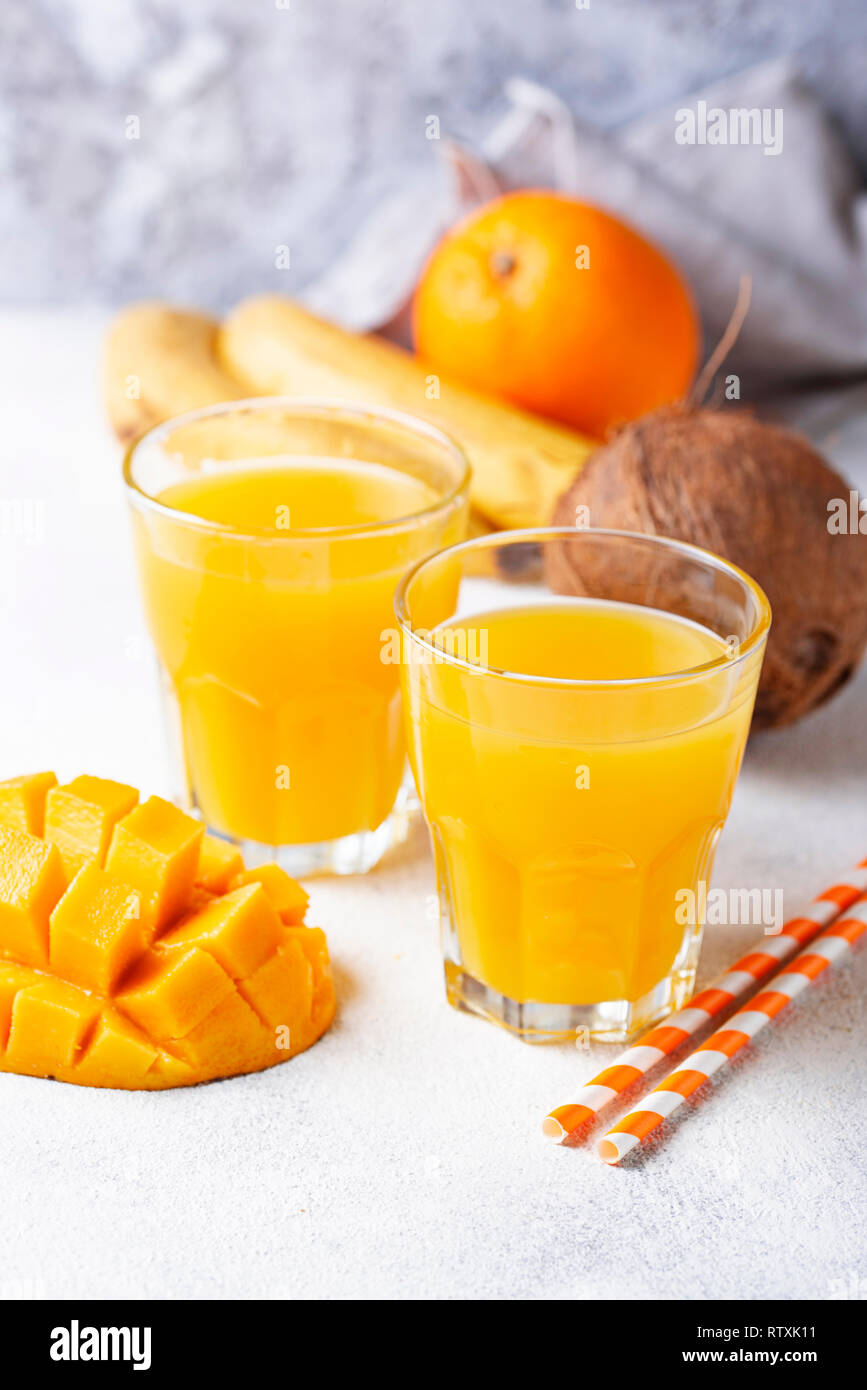 Fresh tropical mix fruit juice Stock Photo - Alamy
