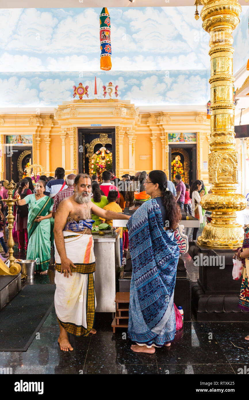 Hindu Priest and Worshiper, Kuil Sri Krishna Hindu Temple, Kuala Lumpur ...