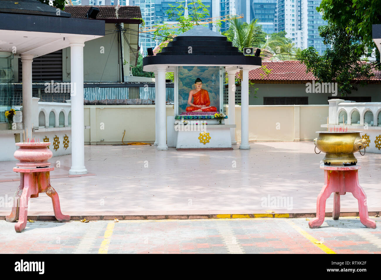 Buddhist Shrine and Incense, Maha Vihara Buddhist Temple, Kuala Lumpur ...