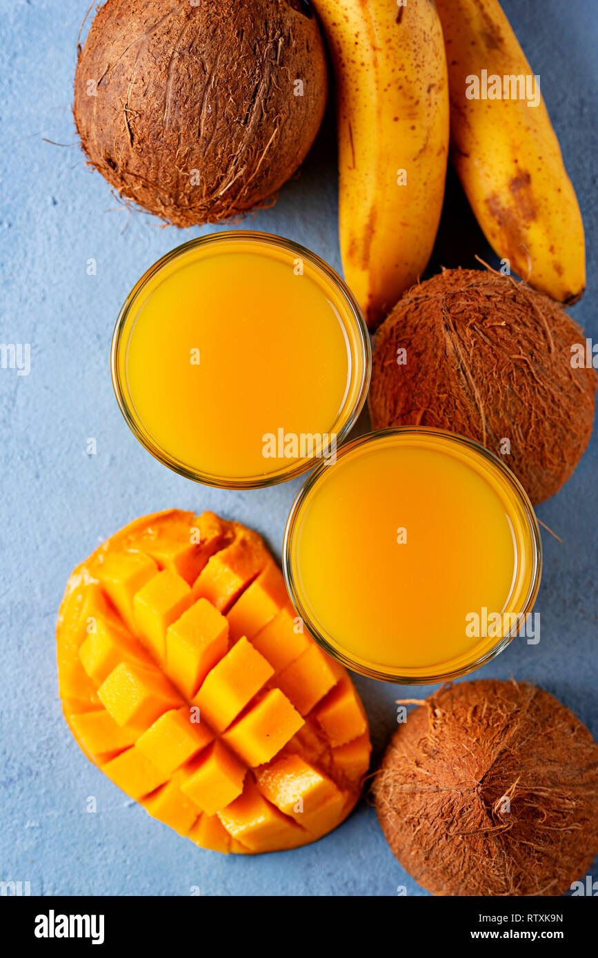 Fresh tropical mix fruit juice Stock Photo - Alamy