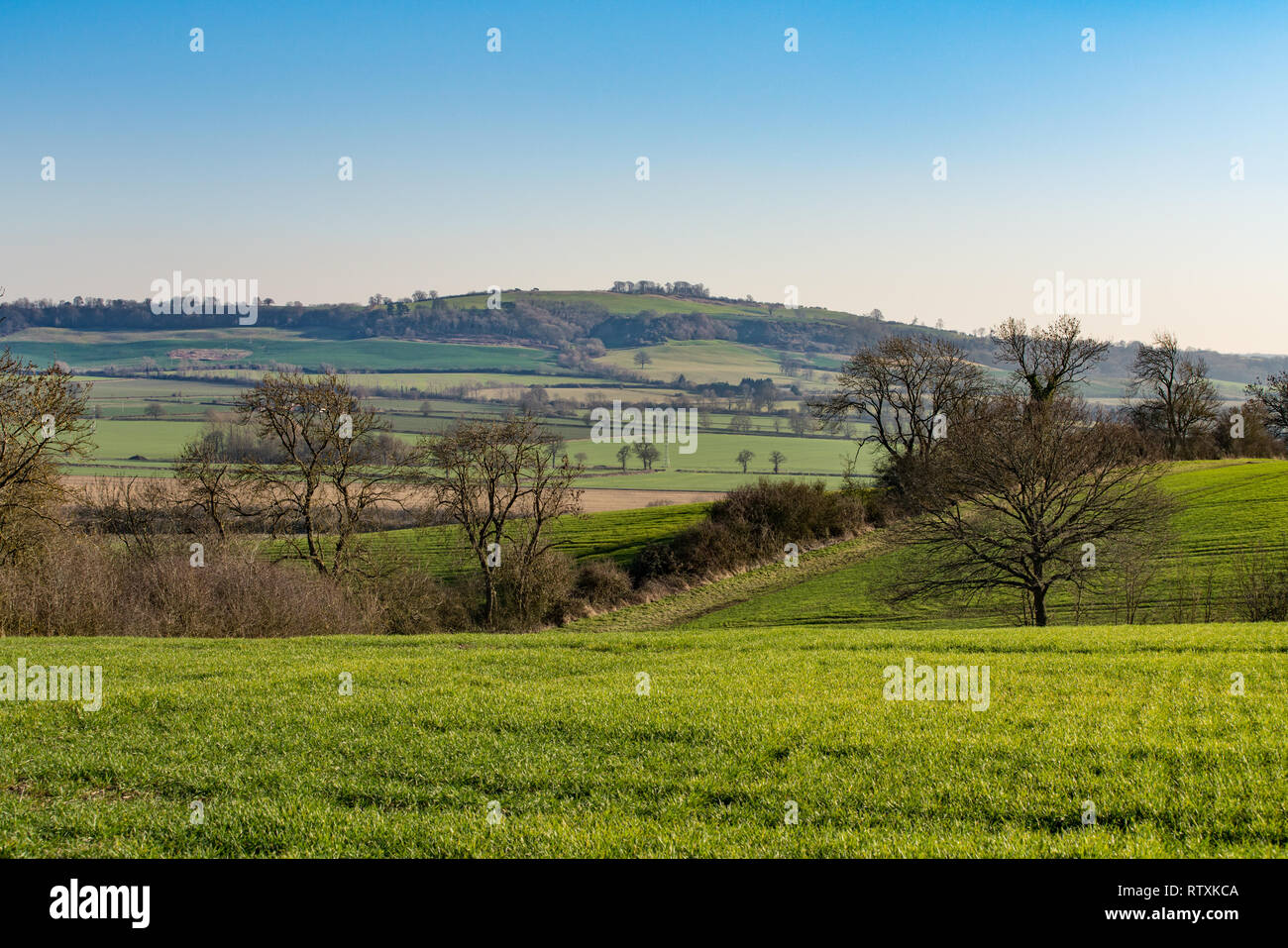 English Countryside , Warwickshire,UK in late winter. Roling ...