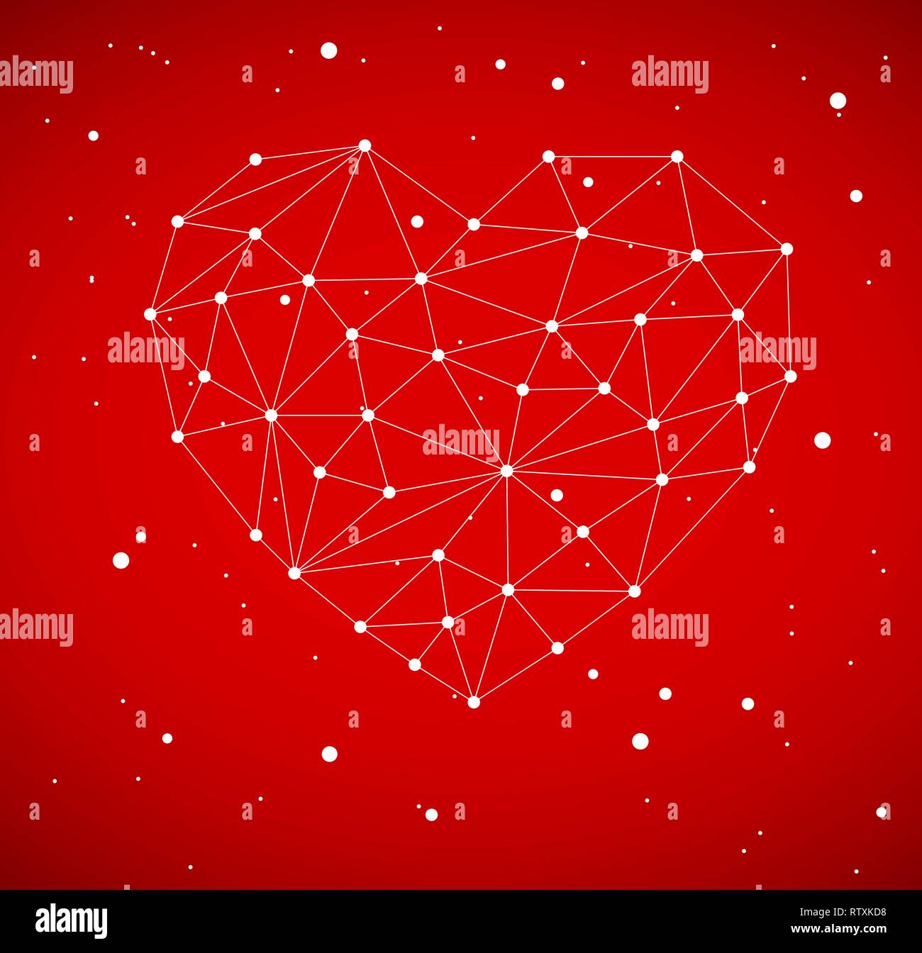 Modern heart vector illustration made from triangles - lovely network ...