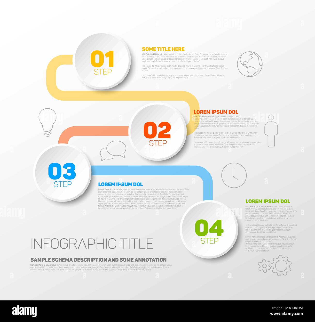 One two three four - colorful vector progress template with four steps ...