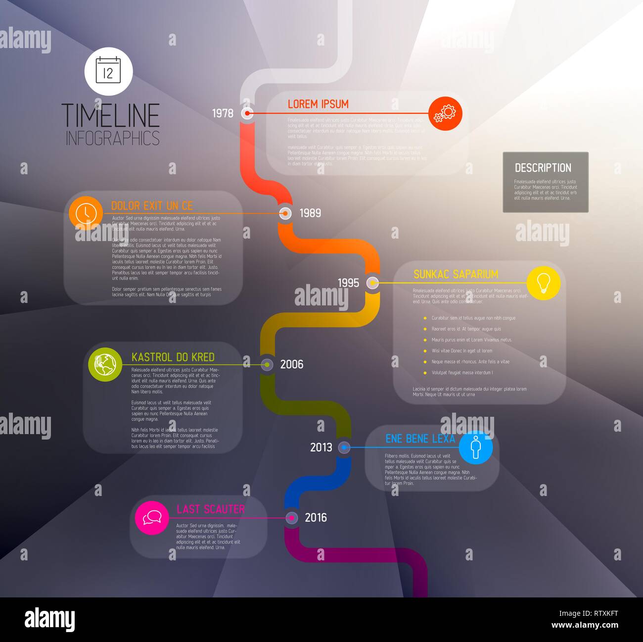 Vector Infographic timeline report template with the biggest milestones ...