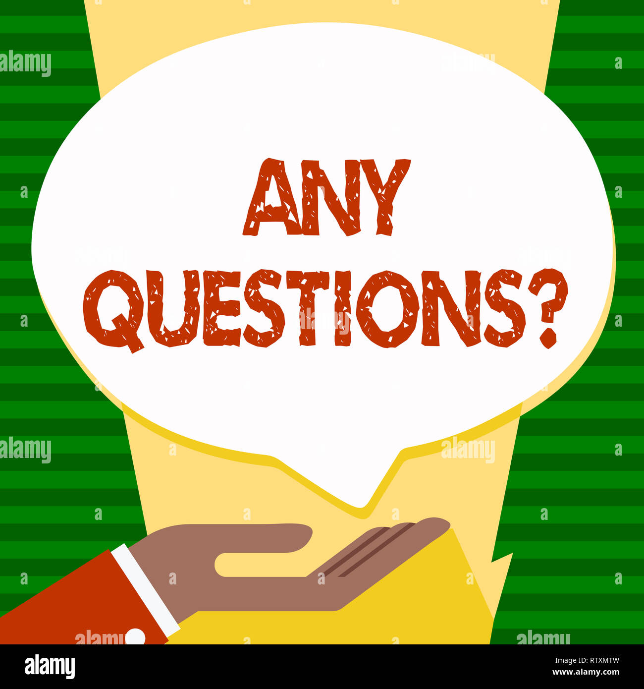 Handwriting text Any Questionsquestion. Concept meaning Need to ask ...