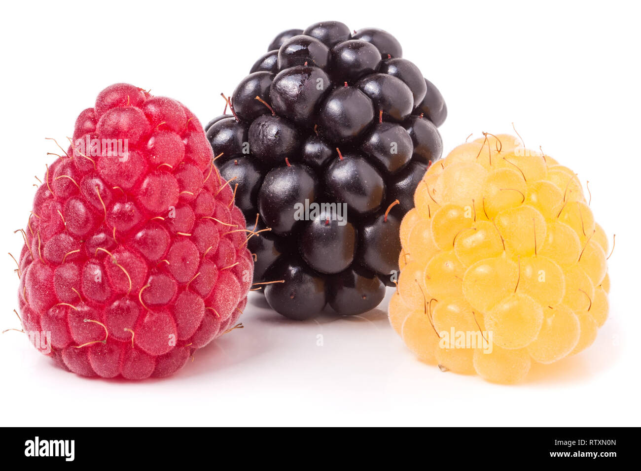 raspberries and blackberries isolated on white background Stock Photo ...