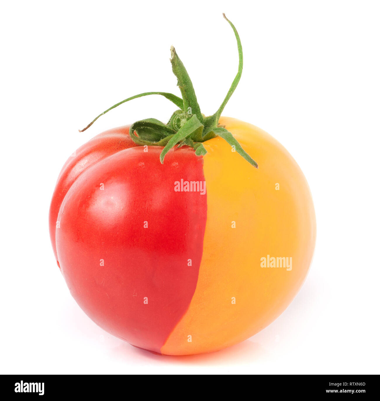 red yellow tomato isolated on white background Stock Photo - Alamy
