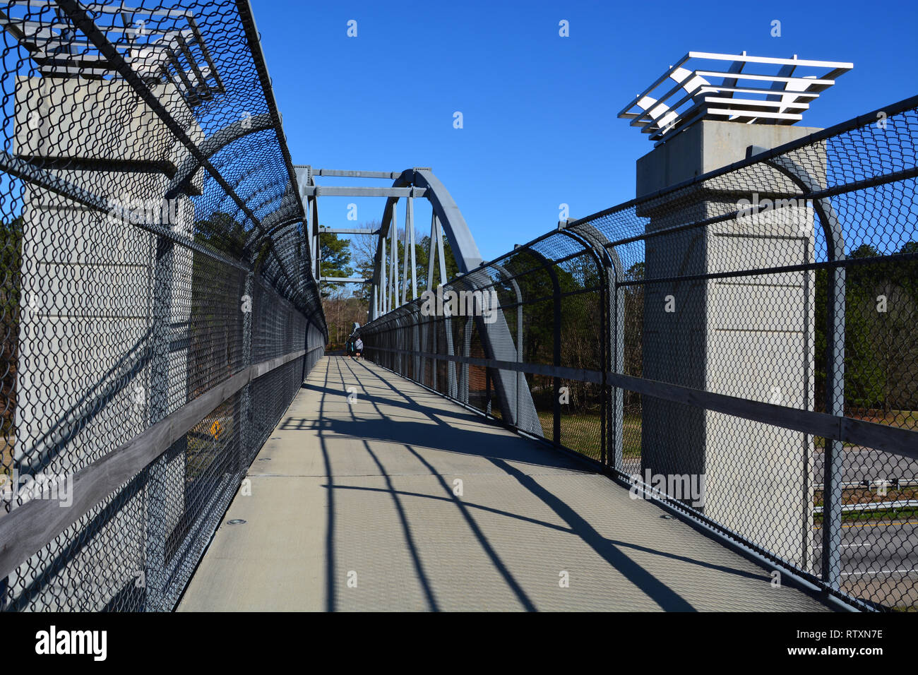 The Reedy Creek Trail pedestrian bridge over interstate 440 in Raleigh ...