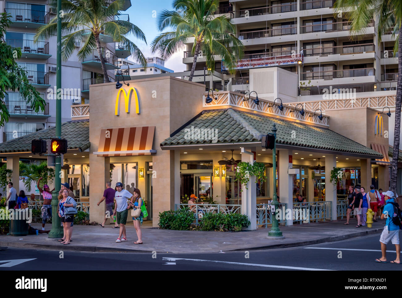 Busy McDonald's restaurant on Kalakaua Avenue in Waikiki on April 27 ...