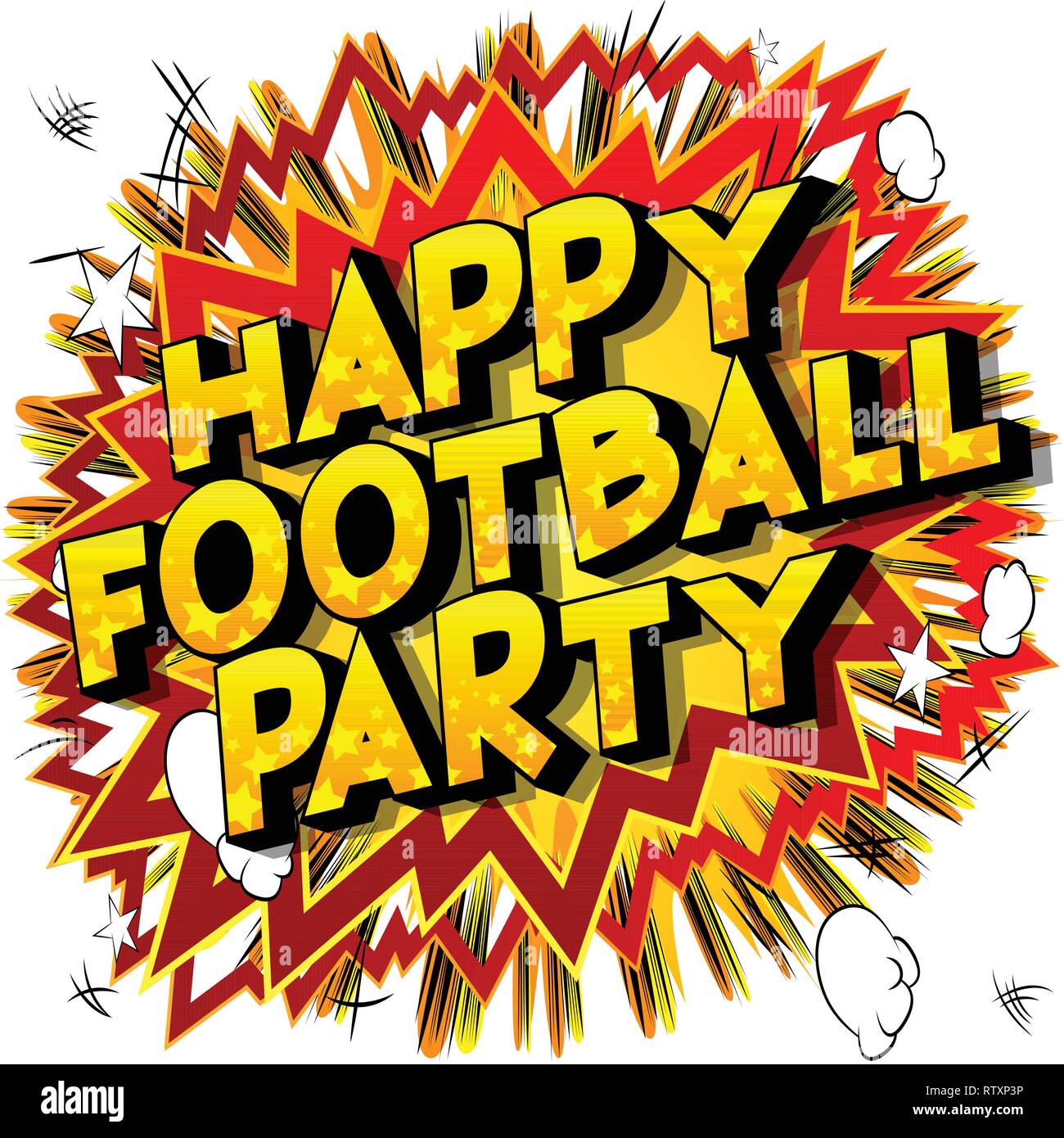 Happy Football Party - Vector illustrated comic book style phrase on ...