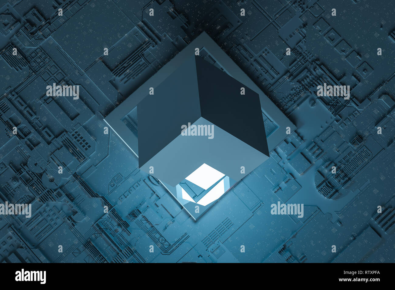 golden glowing circuit components, 3d rendering Stock Photo - Alamy