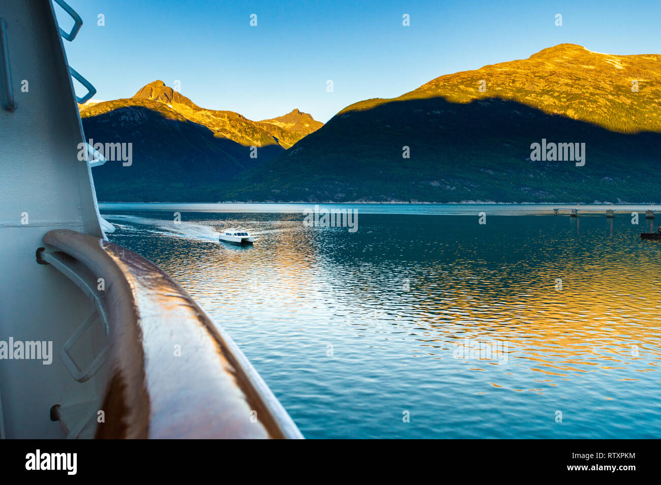 September 15, 2018 - Skagway, Alaska: Fjordlands Express commuter and ...